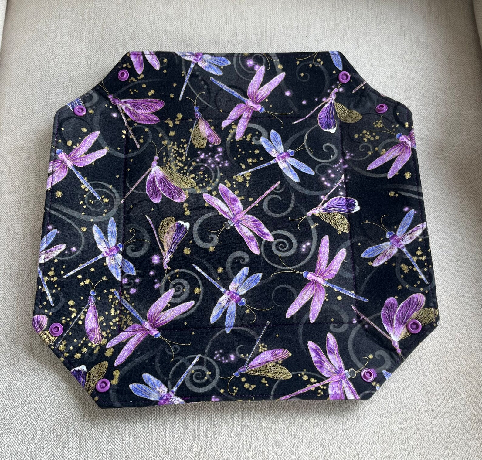 Collapsible Fabric Basket With Snaps, Napkin Holder, Trinket Holder in ...
