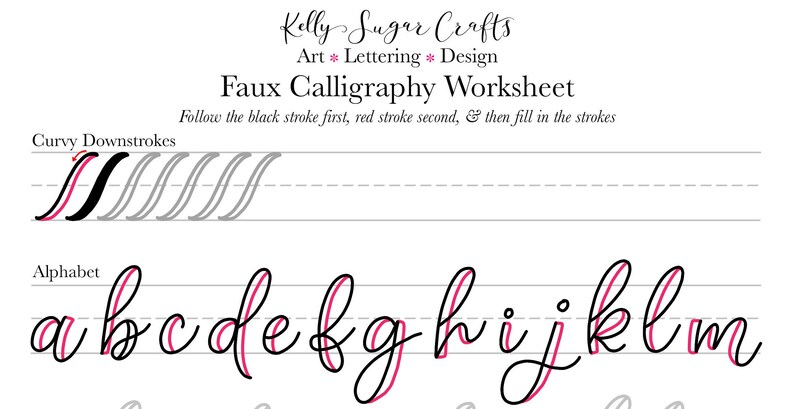 Faux Calligraphy Practice Worksheets – Printable Tracing PDF for ...