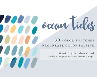 Ocean Procreate Color Palette, Teal Swatches, Seaside Art, Blue Digital ...