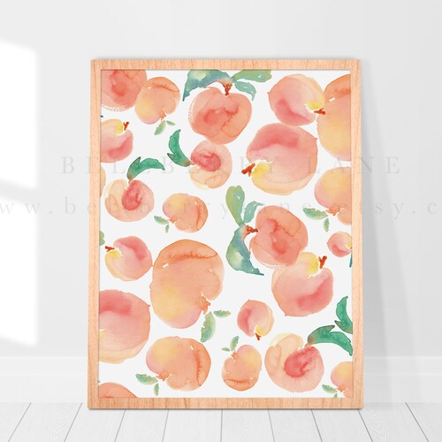 Watercolor Peaches Printable Wall Art Peaches Decor - Etsy