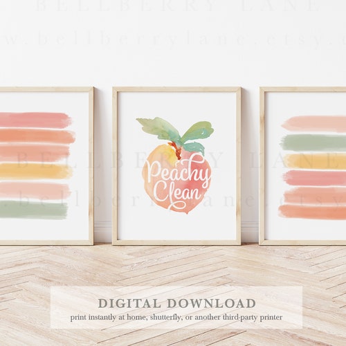Peachy Clean Set of 3 Peach Printables Peach Decor Peach - Etsy