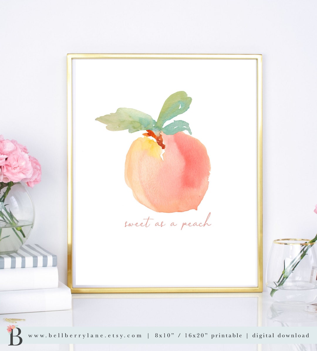 Sweet Peach Watercolor Print: Kitchen Wall Art (digital Download) - Etsy