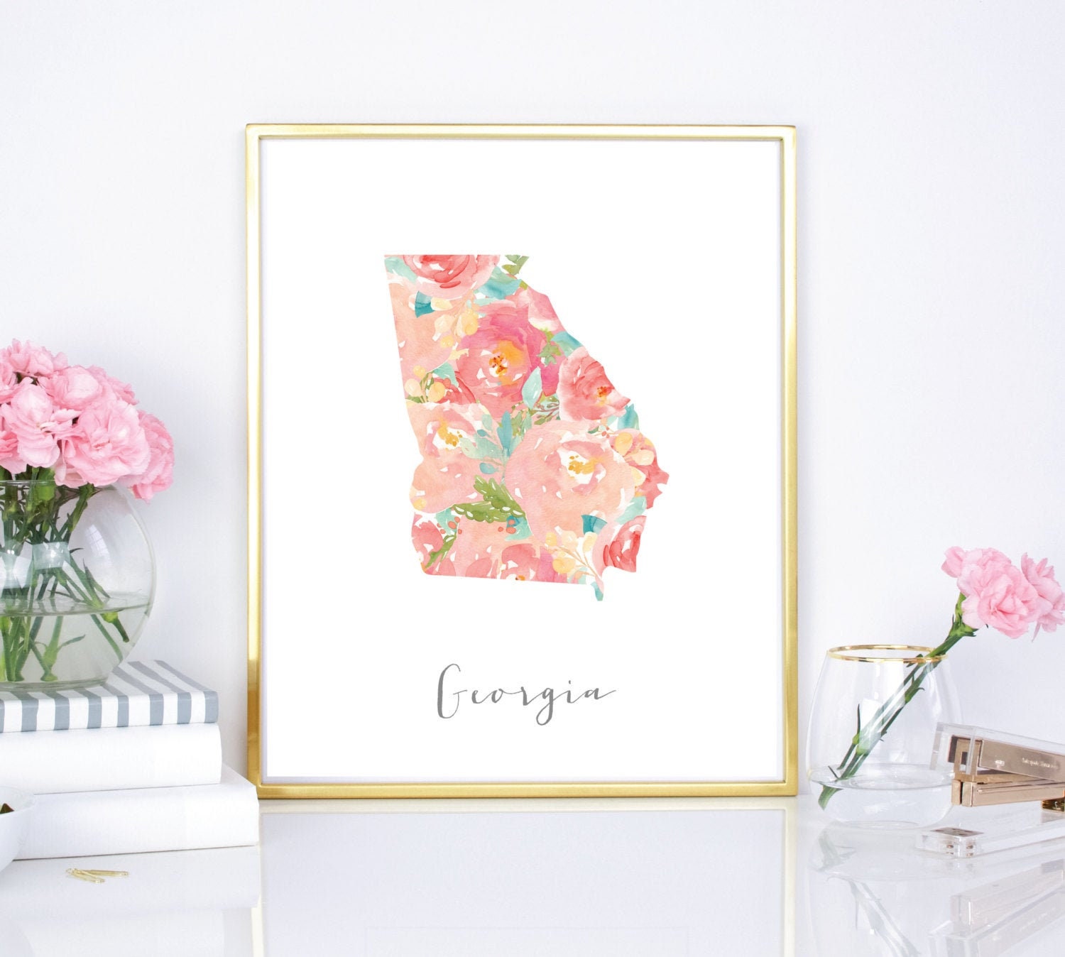 Georgia Watercolor Flower State Art Print (digital Download) - Etsy