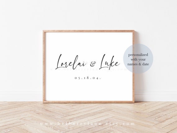 Printable Personalized Names and Date Couples Name Print | Etsy