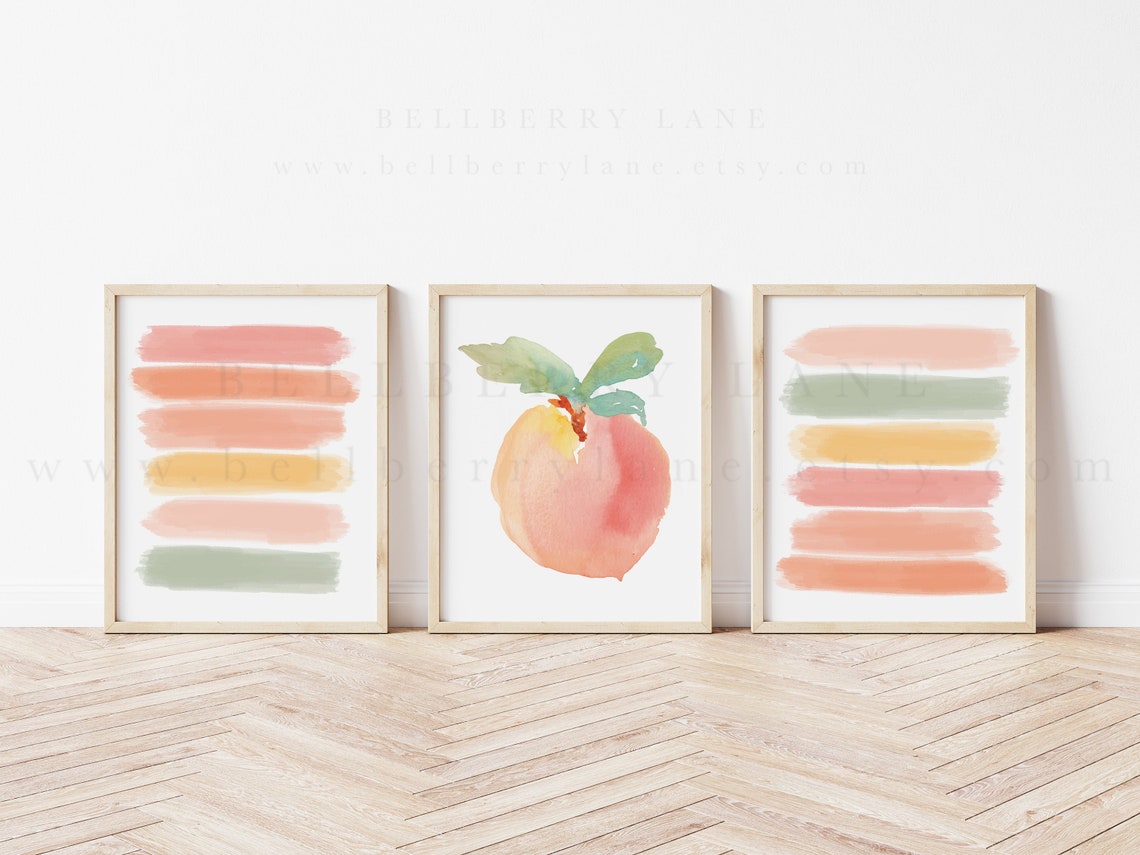 Set of 3 Watercolor Peach Prints Sweet as a Peach Peach - Etsy