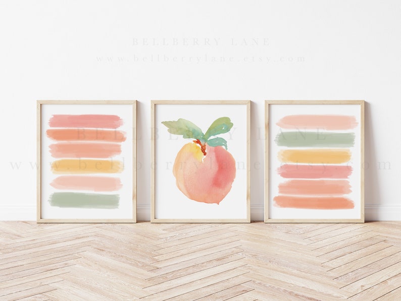 Set of 3 Watercolor Peach Prints Sweet as a Peach Peach - Etsy