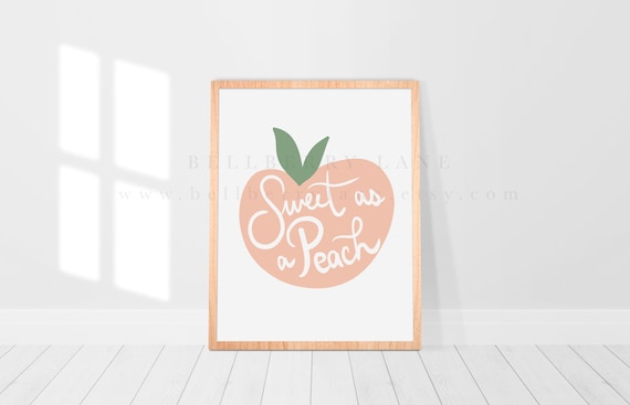 Sweet Peach Sweet as a Peach Peach Quote Print Minimal | Etsy
