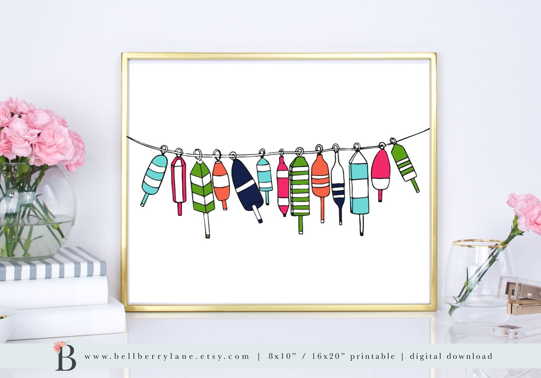 Buoys Colorful Printable, Buoys Art Print, Beach Home Decor, Modern ...