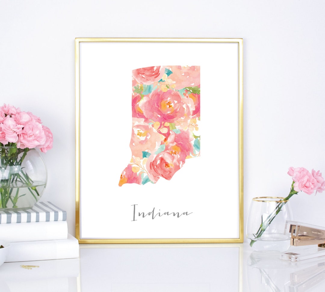 Indiana Watercolor Flower State Art Print (digital Download) - Etsy