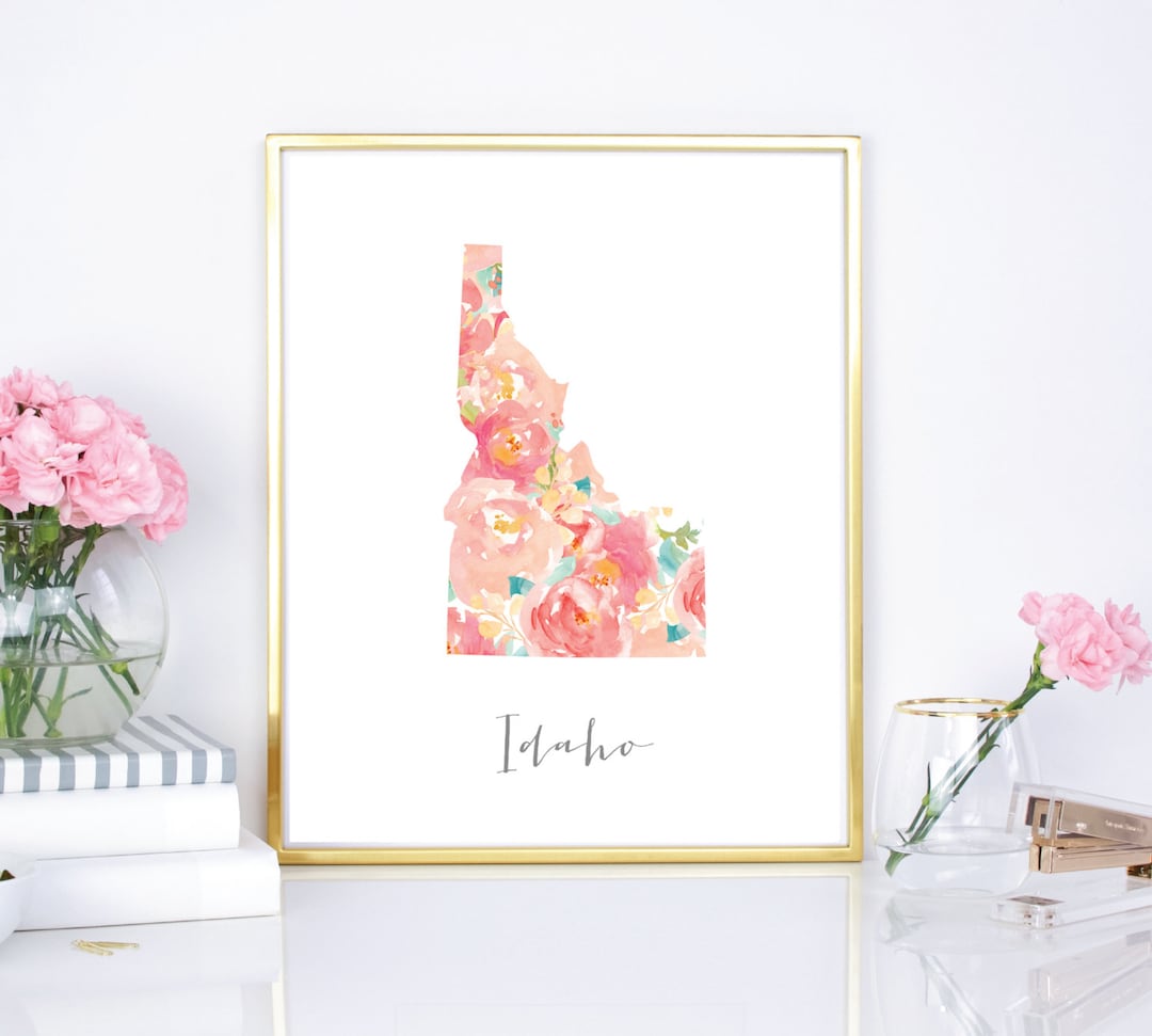 Idaho Watercolor Flower State - 8x10 Print - 16x20 Printable Wall Art ...
