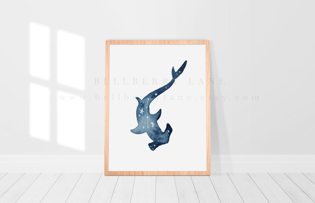 Hammerhead Shark Constellation Print: Watercolor Zodiac Art (digital ...
