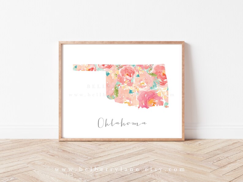Oklahoma State Watercolor 8x10 16x20 DIY Printable State | Etsy