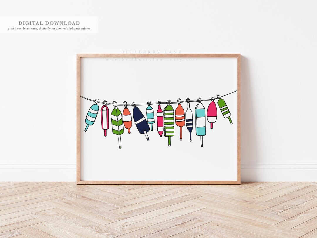 Buoys Colorful Printable, Buoys Art Print, Beach Home Decor, Modern ...
