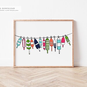 Buoys Colorful Printable, Buoys Art Print, Beach Home Decor, Modern ...