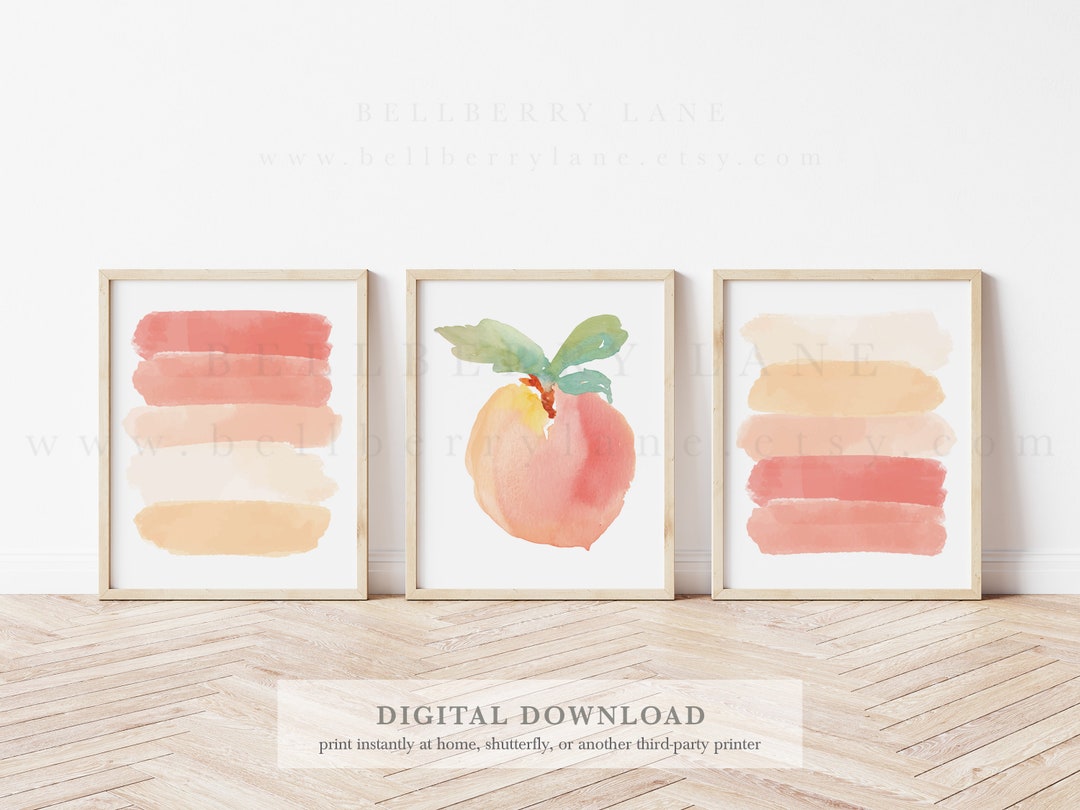 Watercolor Peach Prints Set: Sweet Home Decor (digital Download) - Etsy