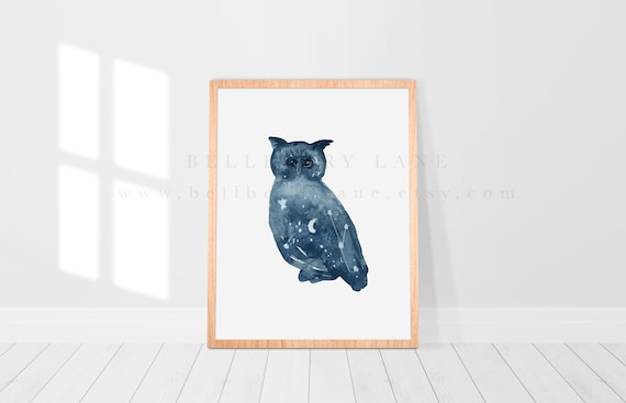 Owl Constellation Star Print Watercolor Owl Zodiac Sign - Etsy