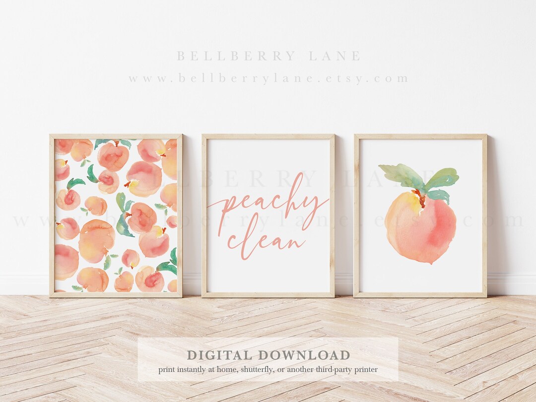 Set of 3, Peachy Clean Printables — Peach Bathroom, Peach Prints, Sweet ...