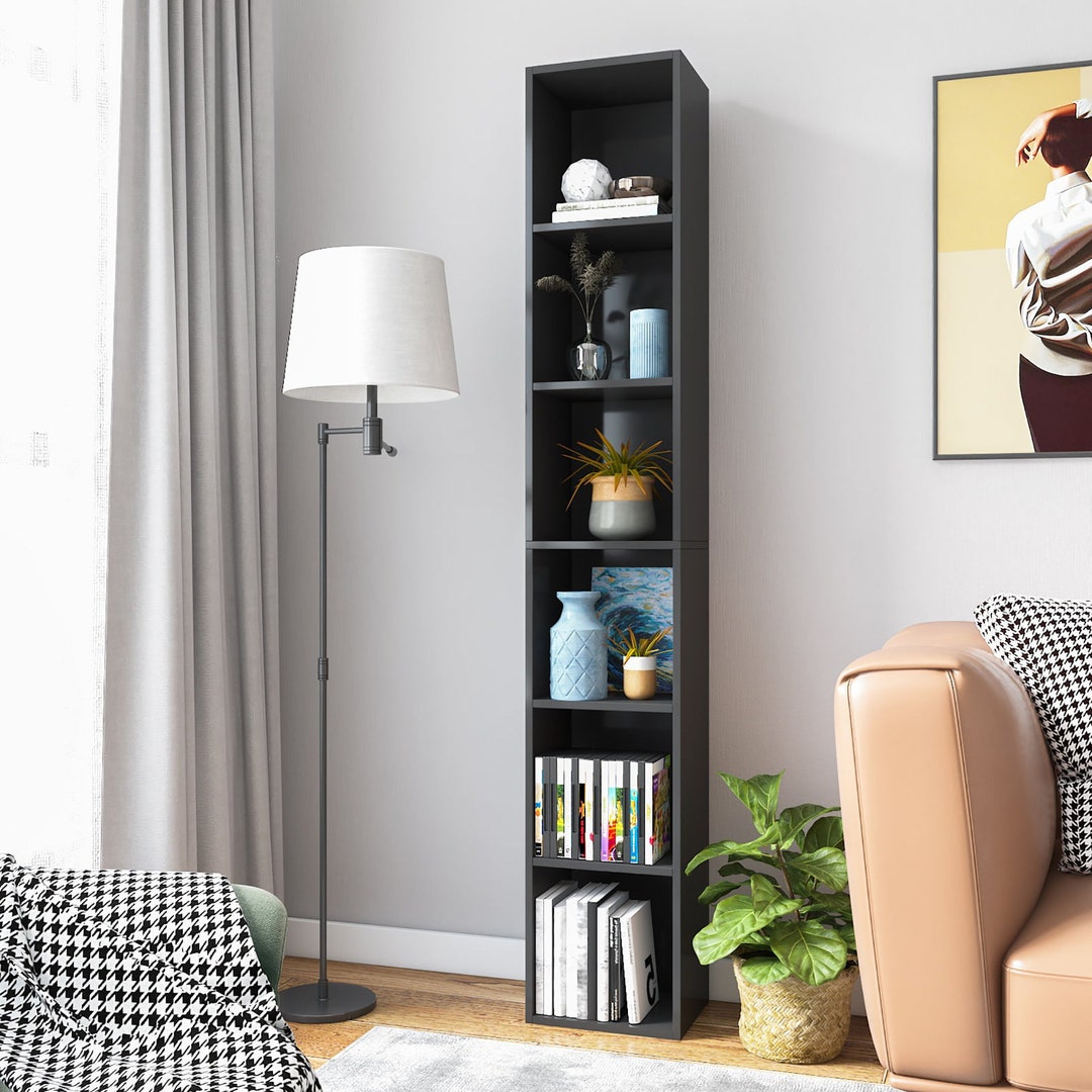 6 Tier Bookcase Tall Narrow Bookcase Open Shelving - Etsy