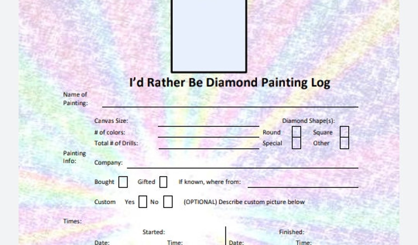I'd Rather Be Diamond Painting Log Printable PDF, Diamond Painting Log ...