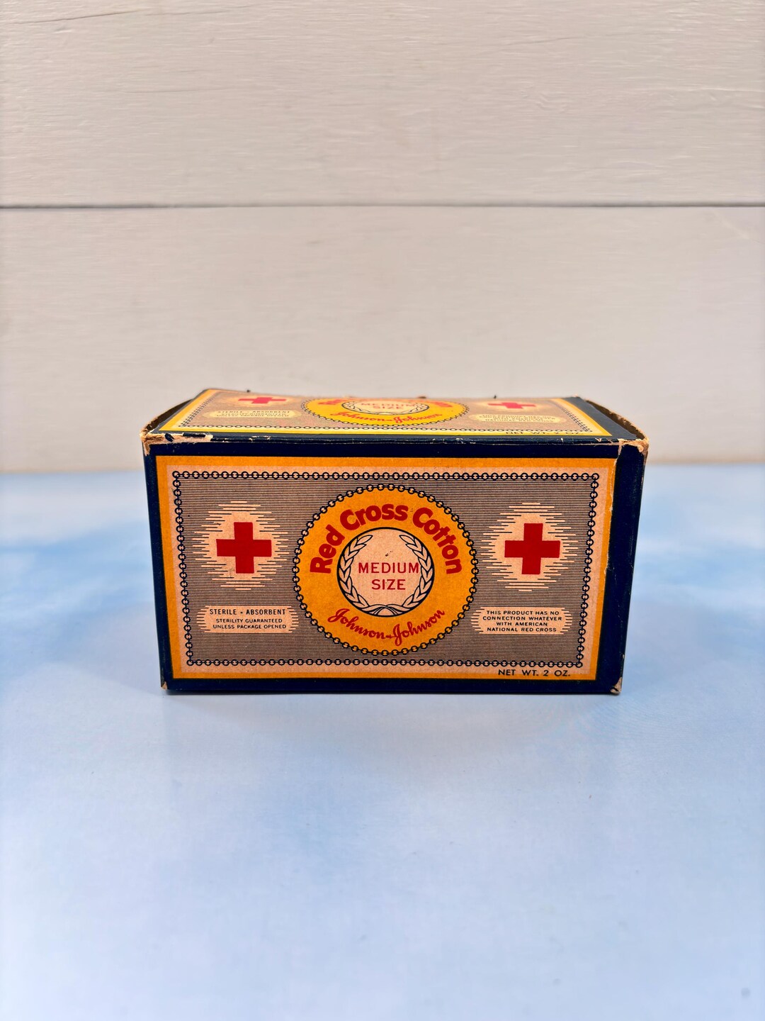 Vintage 40's Johnson & Johnson Red Cross Cotton Box With Cotton Roll ...