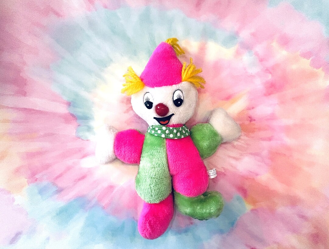 Vintage Carnival Prize Clown Plush Toy - B J Toy Co. - Vintage ...