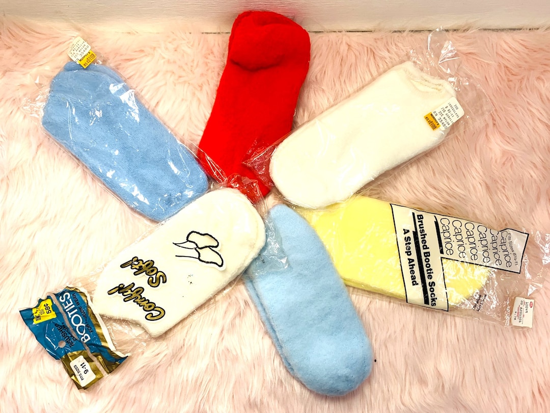 Choose One Vintage 1970's NOS Fuzzy Soft Bootie Socks Brushed Orlon ...