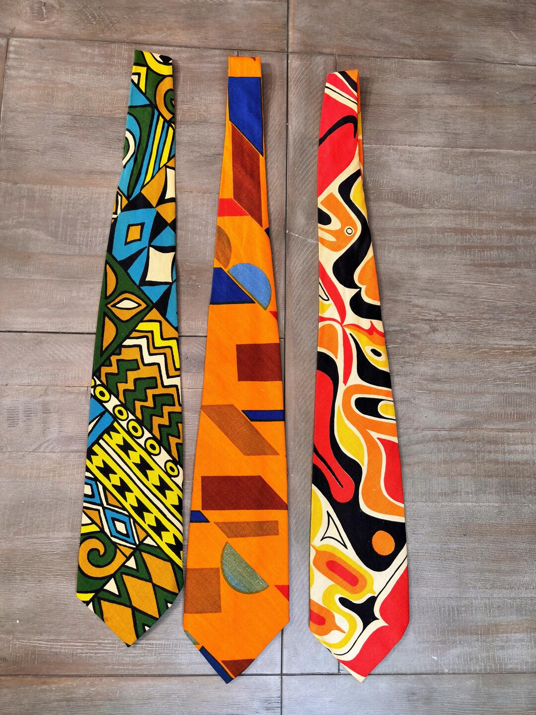 Vintage 70's Crazy Color Abstract Neck Ties - Width 41/2" - Mod ...