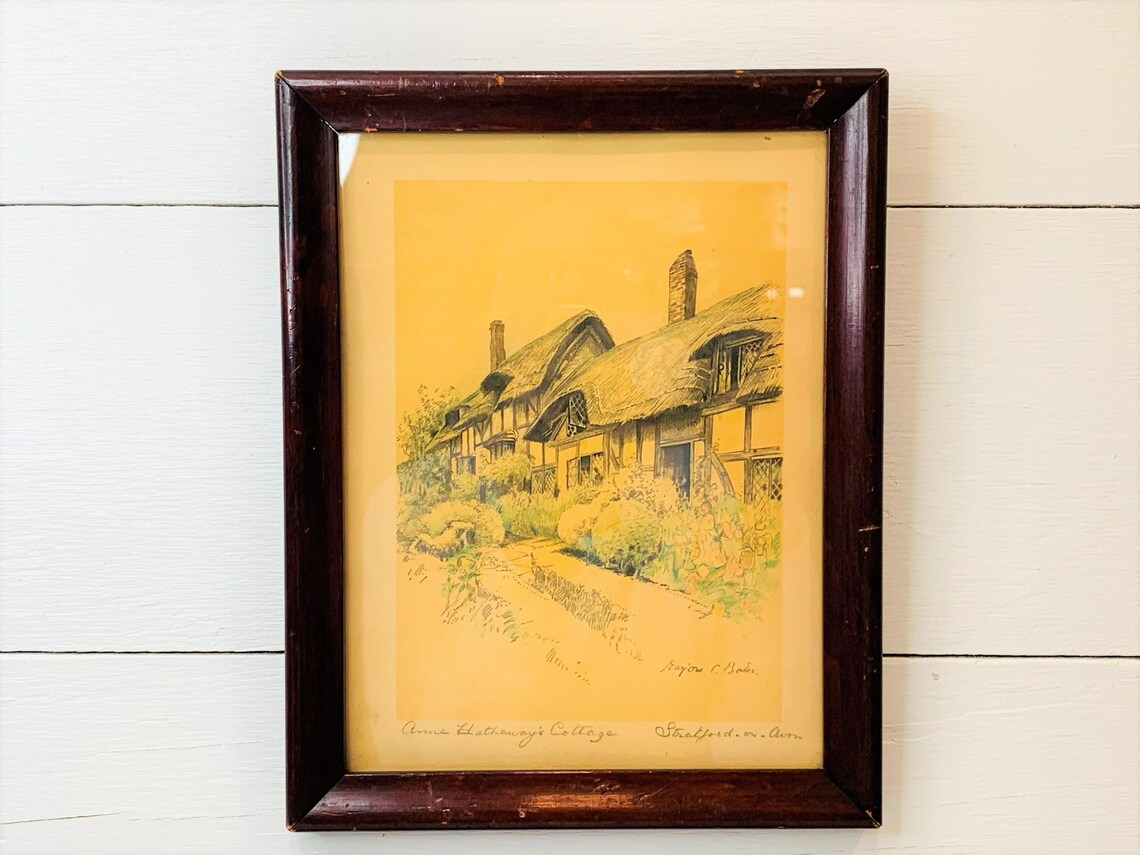 2 Vintage Colored Lithograph Print Anne Hathaway's Cottage | Etsy