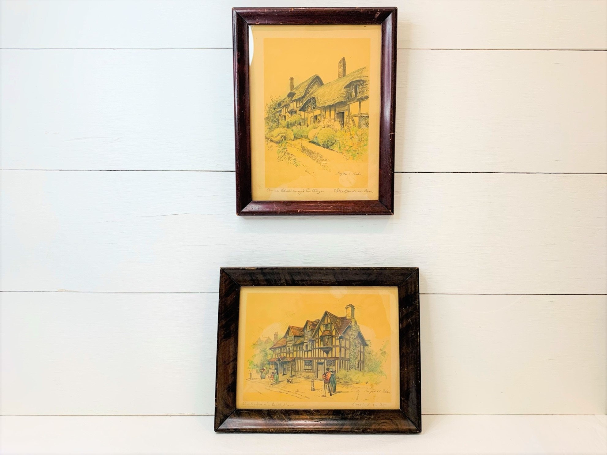 2 Vintage Colored Lithograph Print Anne Hathaway's Cottage | Etsy