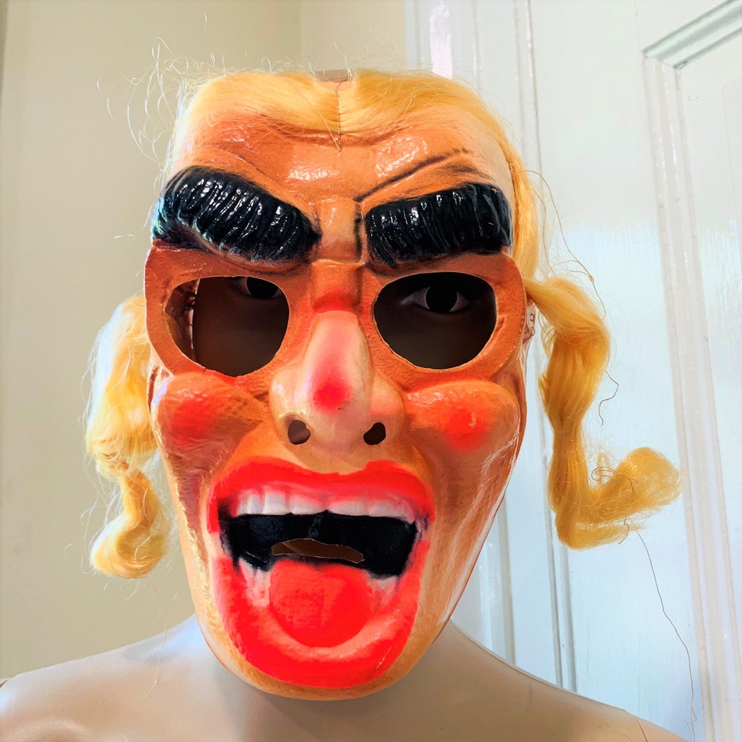 Vintage 60's/70's Halloween Mask Creepy Scary Old Lady With Blond Curls ...