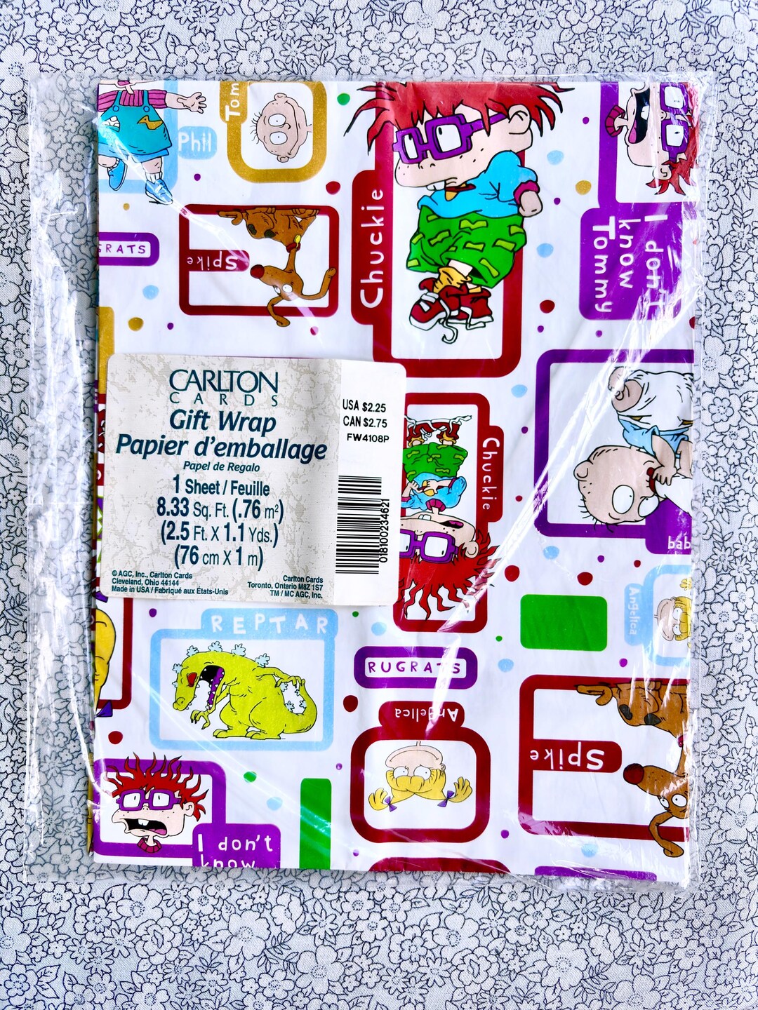 Vintage NOS Nickelodeon Rugrats Gift Wrap Paper - 1 Sheet 8.33 Sq. Ft ...