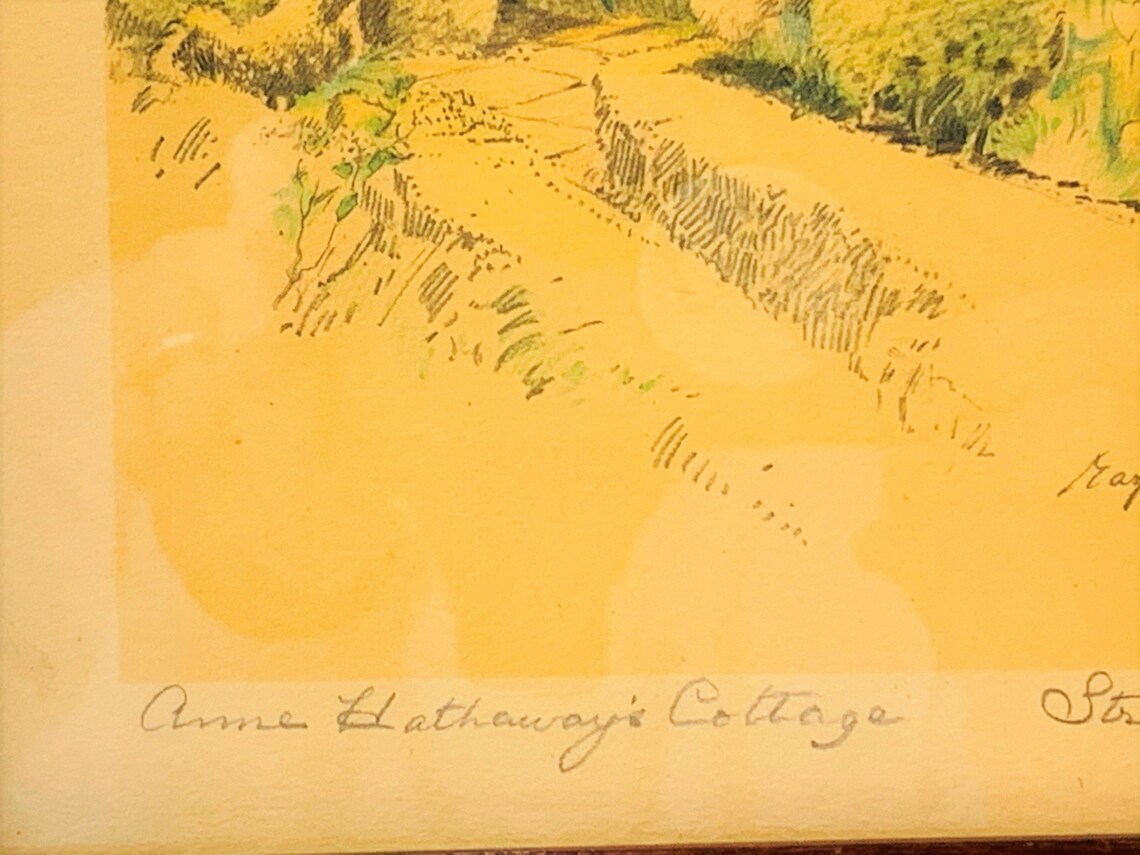 2 Vintage Colored Lithograph Print Anne Hathaway's Cottage | Etsy