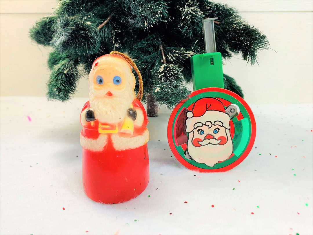 2 Vintage Christmas Toys / Fun World Plastic Santa on Wheels / Vintage ...