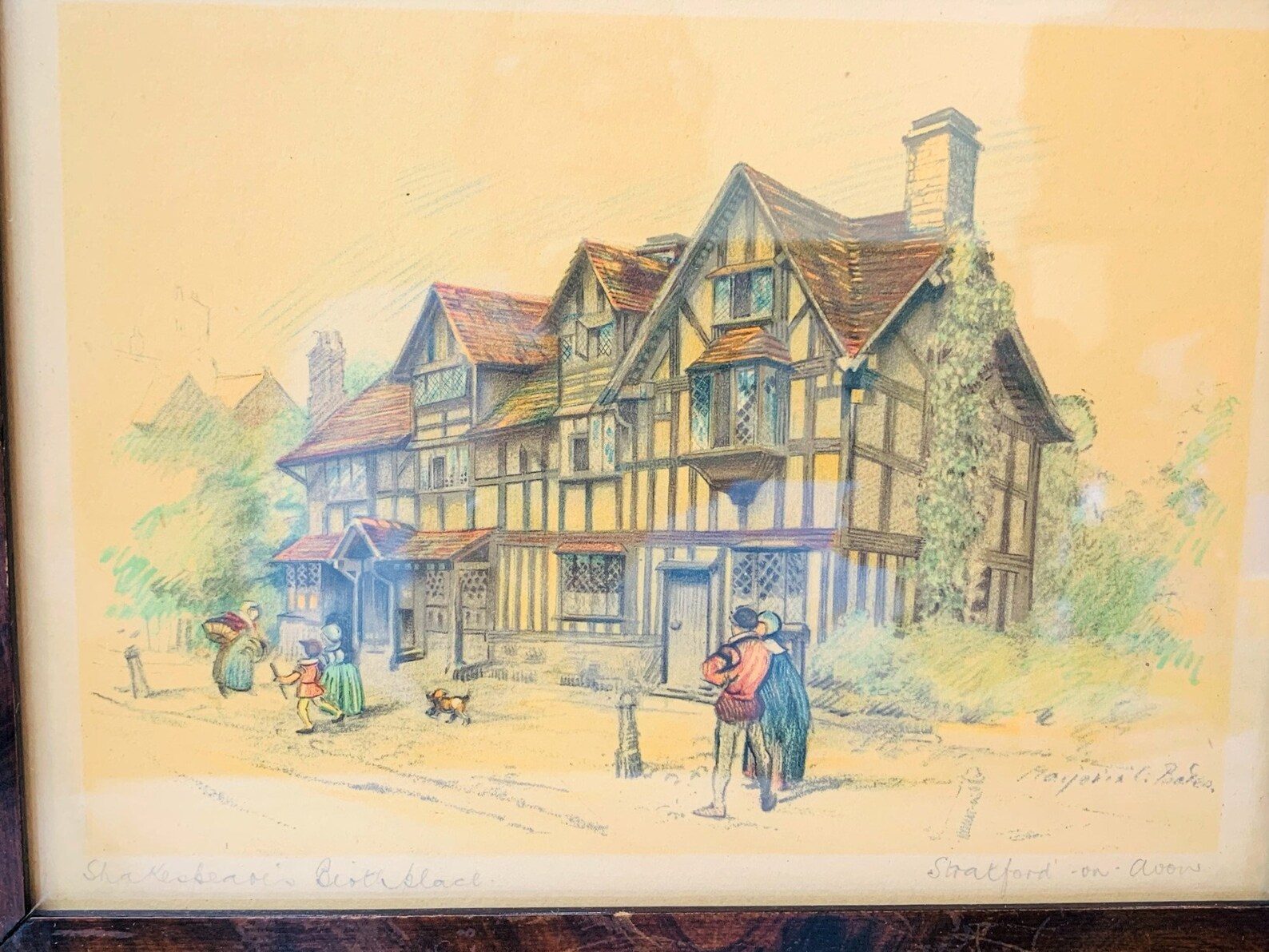 2 Vintage Colored Lithograph Print Anne Hathaway's Cottage | Etsy