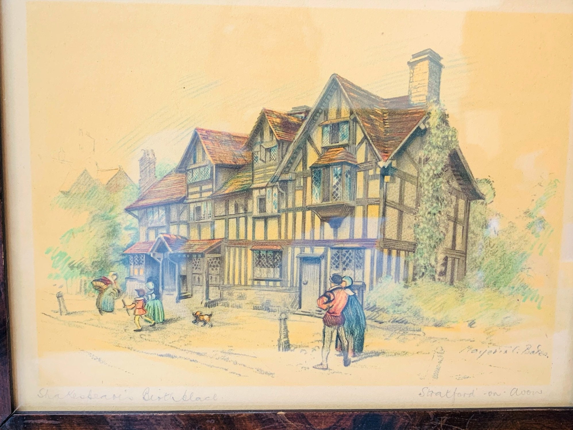 2 Vintage Colored Lithograph Print Anne Hathaway's Cottage | Etsy