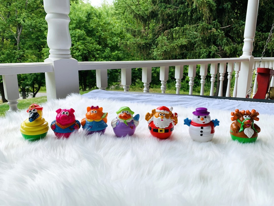 Playskool Hasbro Weebles Wobbles Purple Duck, Orange Cat, Fuchsia Pig ...