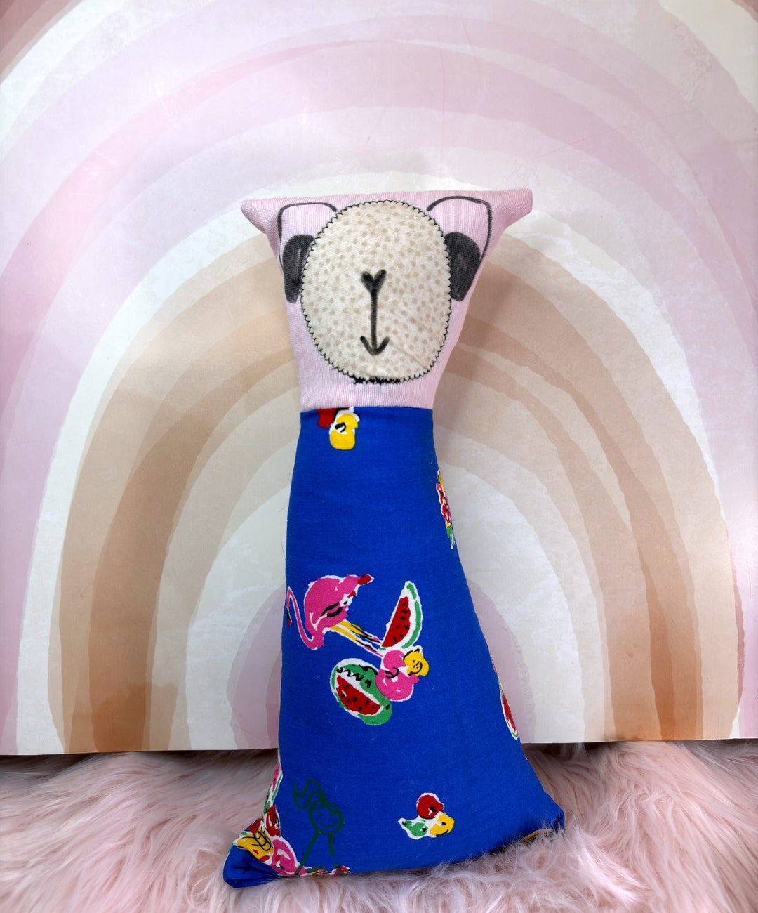 Vintage Handmade One of A Kind Weird Cat/dog Head Triangle Body Plushie ...