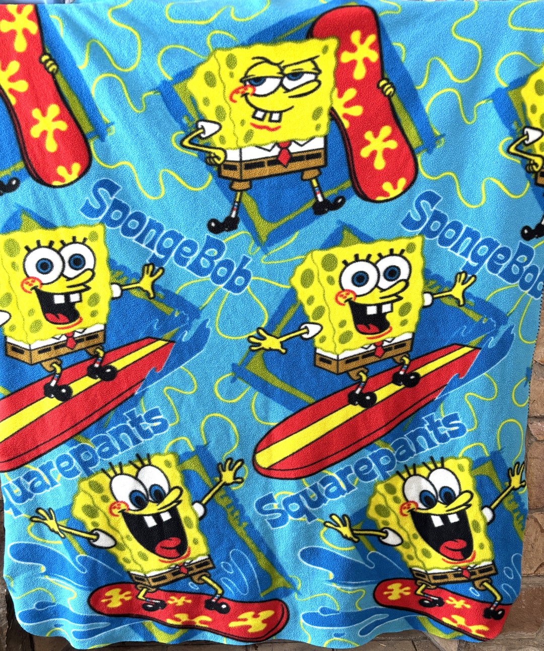 Spongebob Fleece Throw Blanket Spongebob Surfing Vintage Spongebob 54 X ...