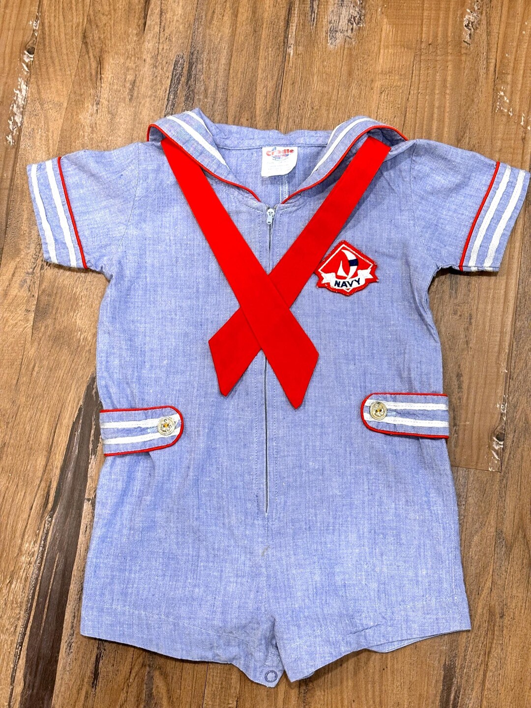 Vintage Cradle Togs Navy Sailor One Piece Sunsuit Shorts 24 Months ...