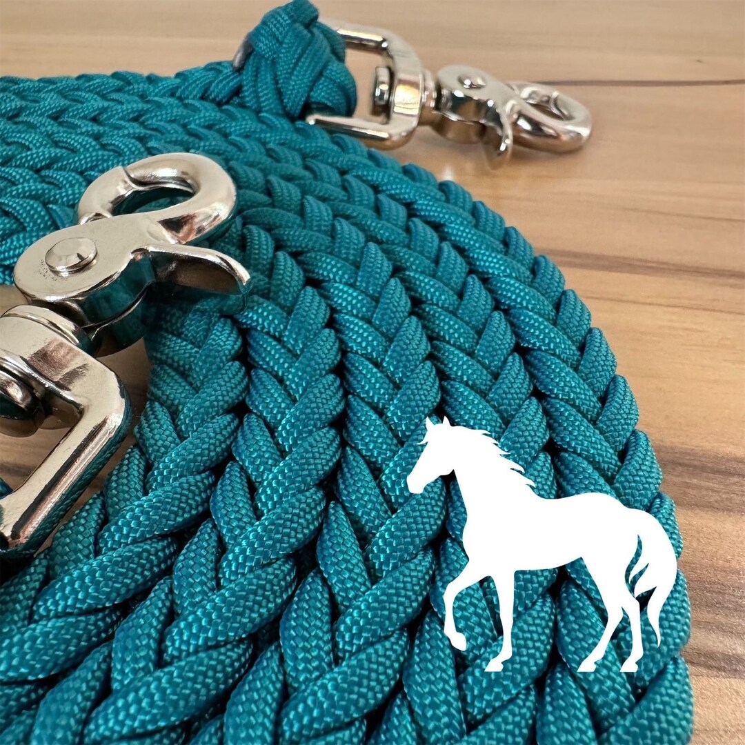 Teal Trail Reins, Barrel Rein, Loop Reins, Blue Horse Tack, Paracord ...