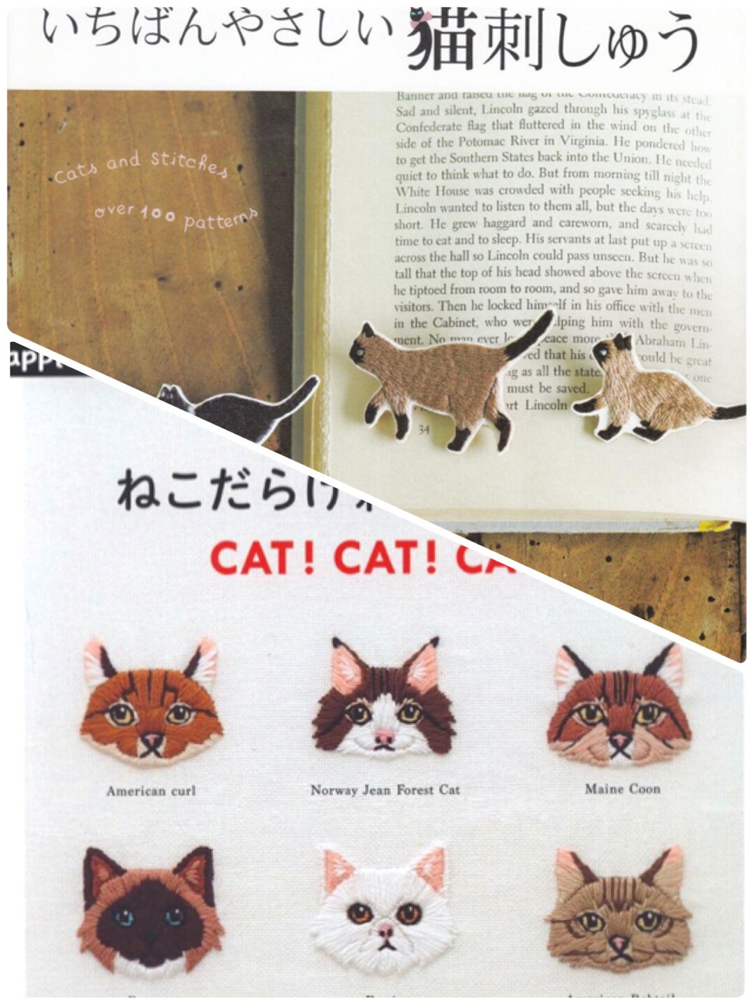 New Two Cute Cat Embroidery Craft Book [ Combo Sale Japanese Craft ...