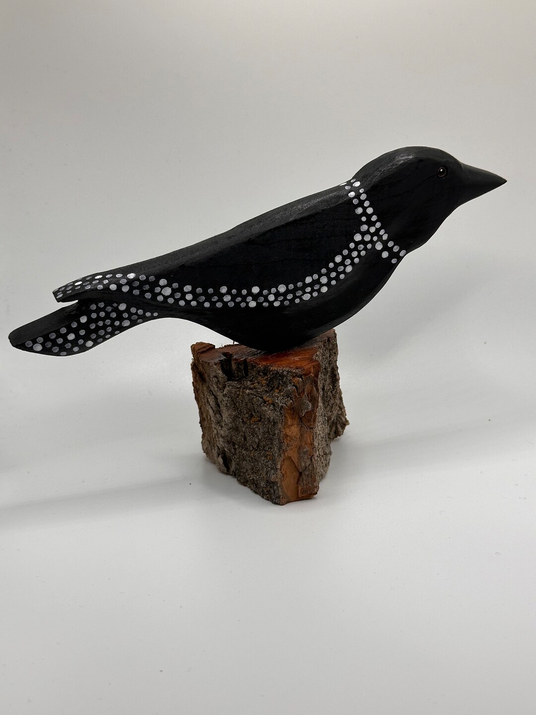 Wooden Crow, Wood Carved Crow, Bird Wood Carving, Folk Art Crow, Folk ...