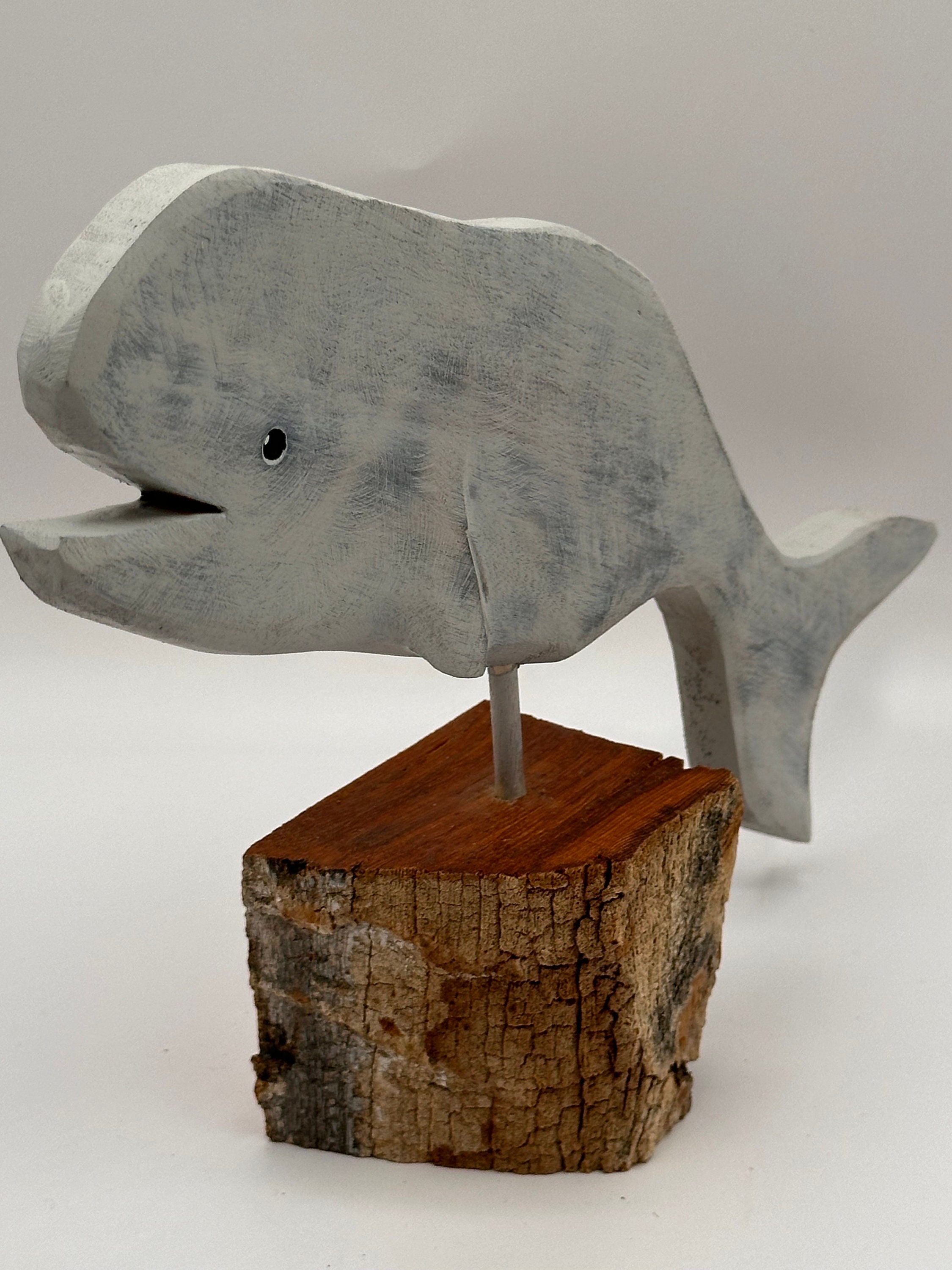 Wooden Carved Gray Whale, Nantucket Style Whale, Wood Carved Whale ...