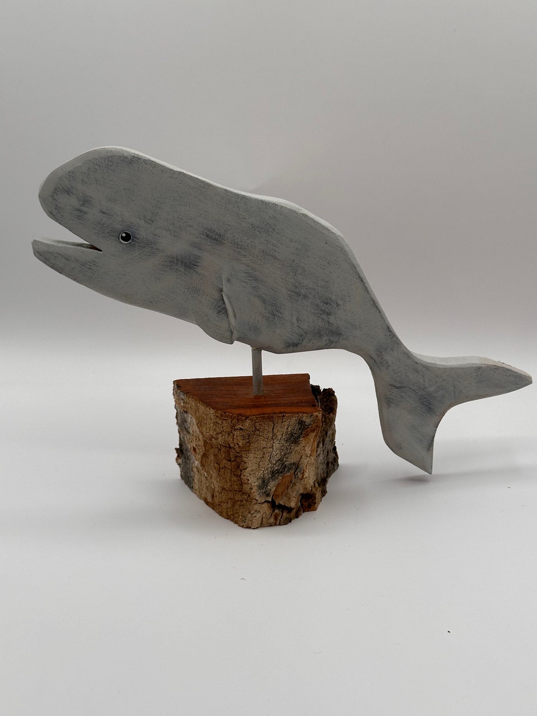 Wooden Carved Gray Whale, Nantucket Style Whale, Wood Carved Whale ...