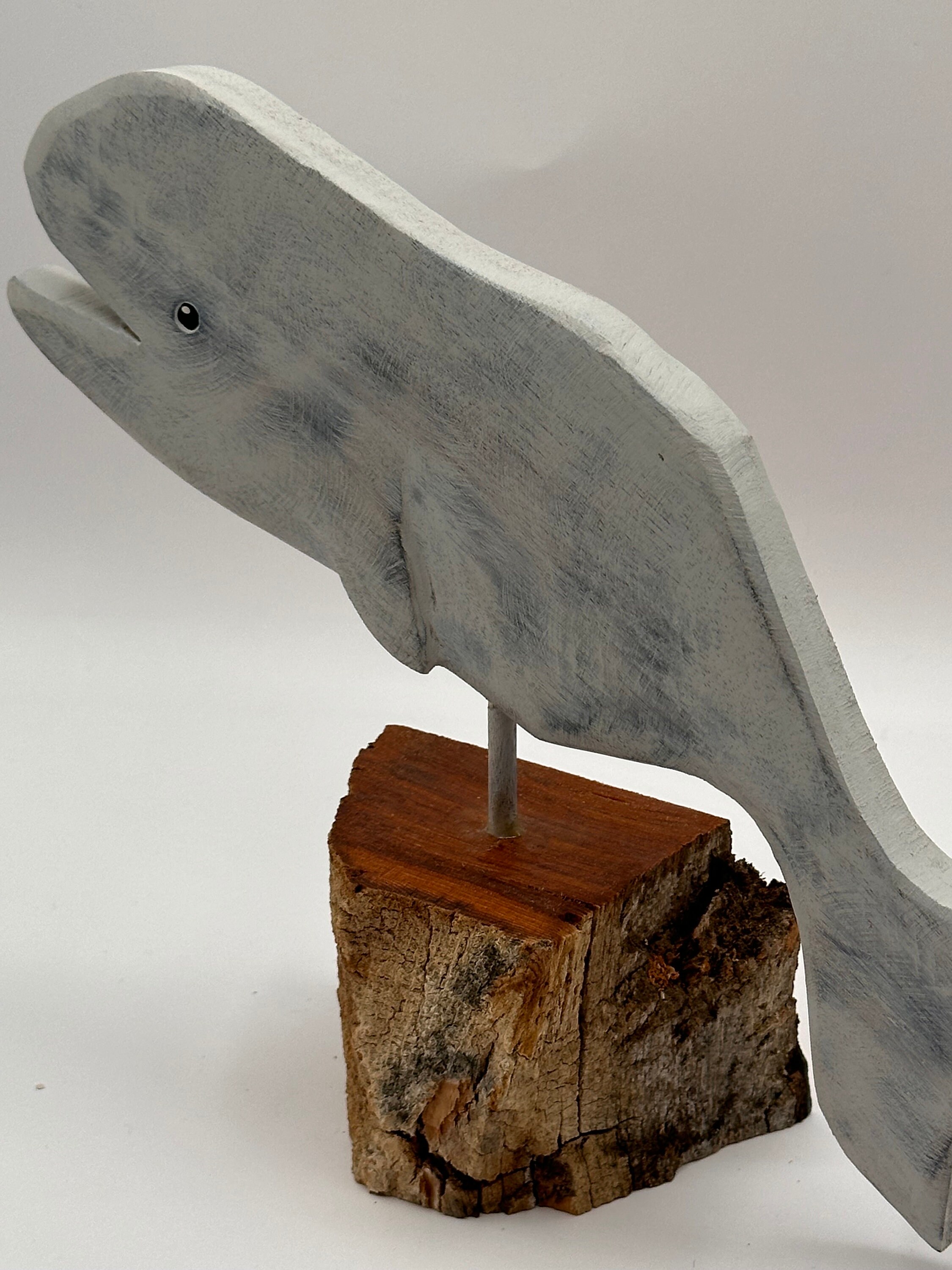 Wooden Carved Gray Whale, Nantucket Style Whale, Wood Carved Whale ...