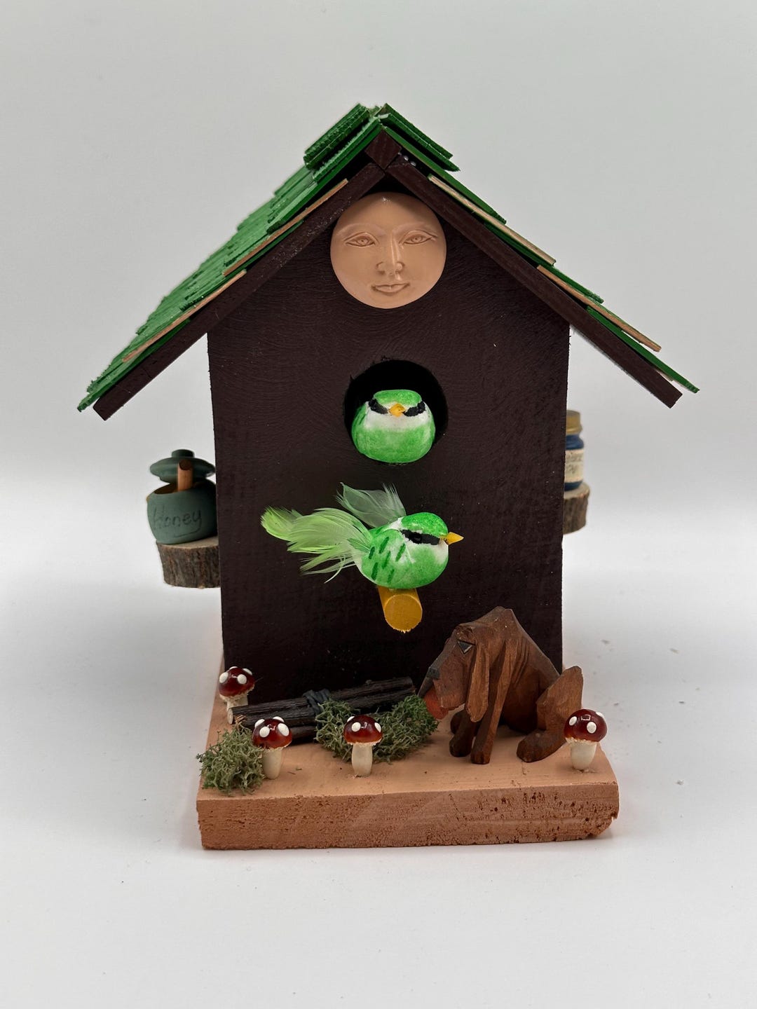 Decorative Bird House, Earthy Bird House, Brown and Green Bird House ...