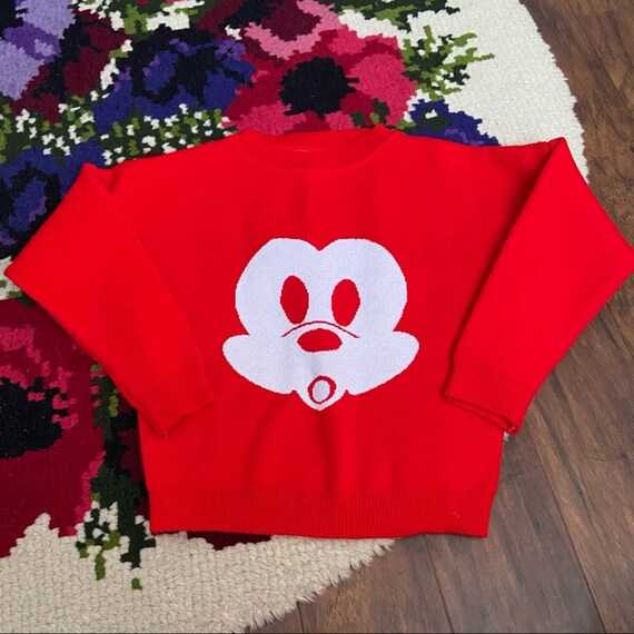 Vintage Girls Mickey Mouse Red Two Piece Sweater Skir… - Gem