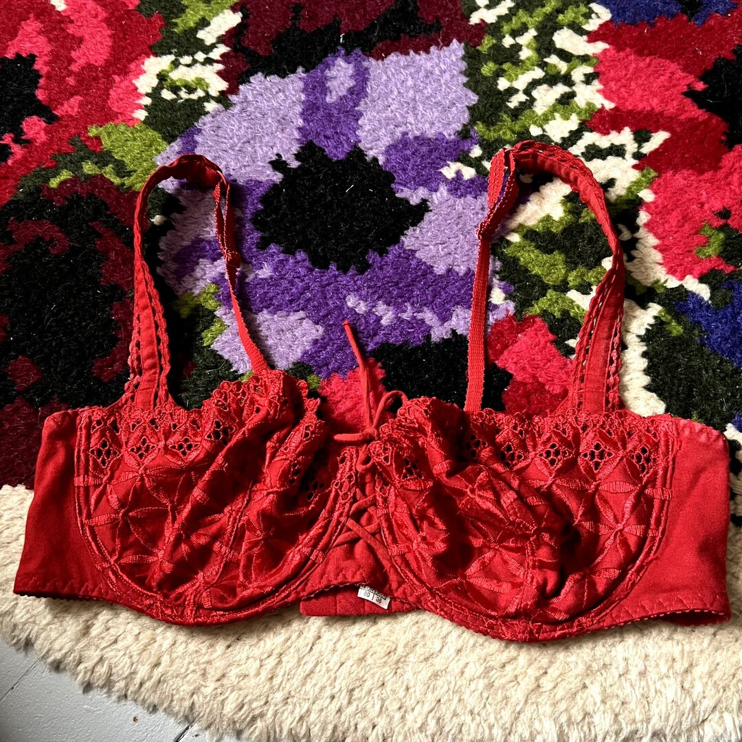 Vintage Aubade Red Corset Style Lace Underwire Bra Size 36E - Etsy