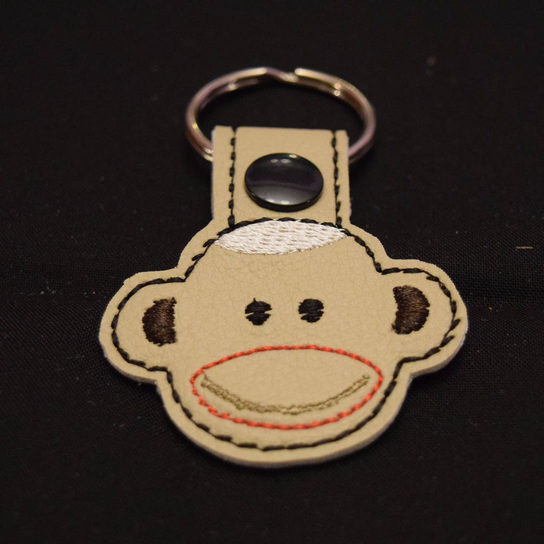 Sock Monkey KeyChain Snap Tab Key Fob Bag Tag Brodé - Etsy France