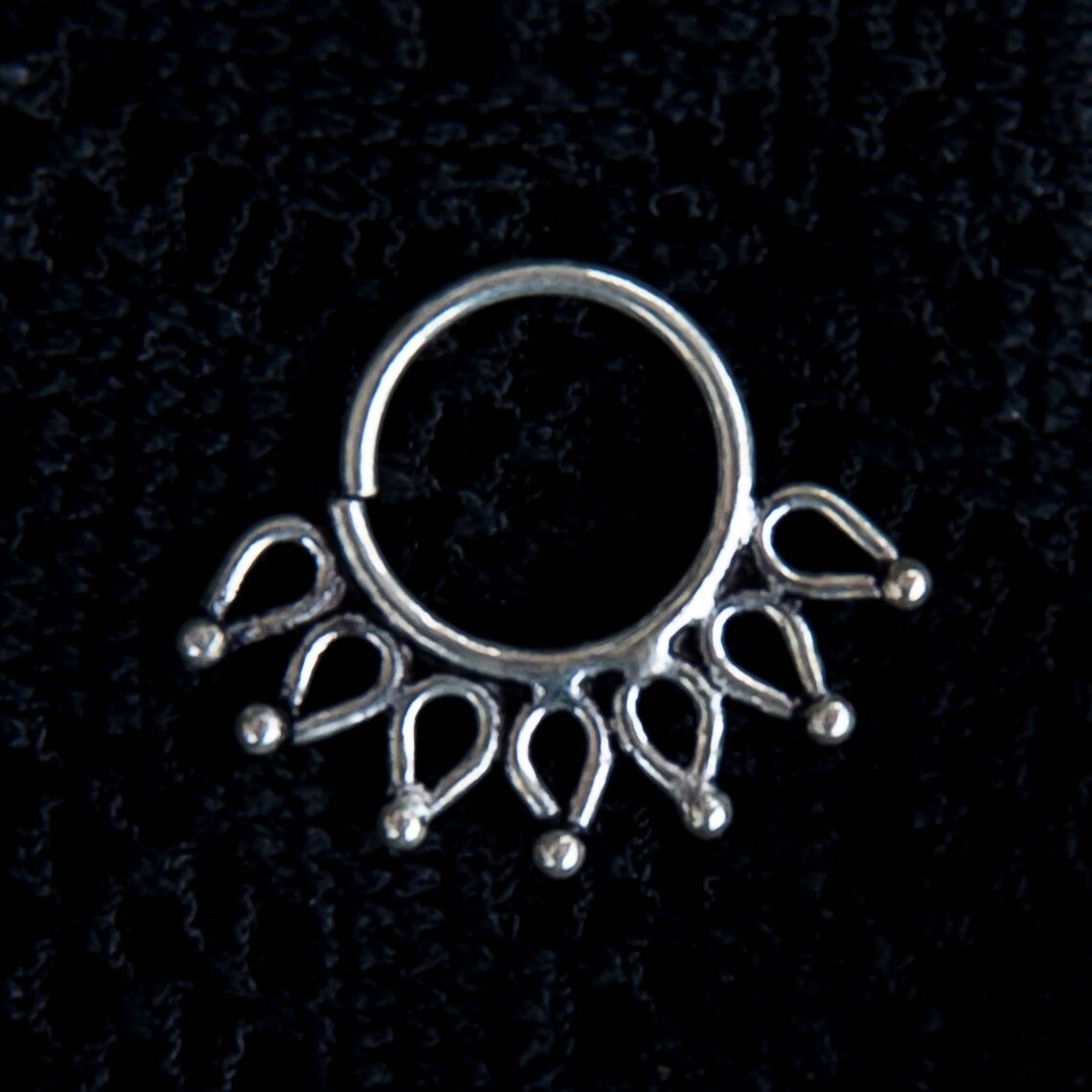 Real Septum Ring Sterling Silver 18G 1mm Indian Flower Design - Etsy